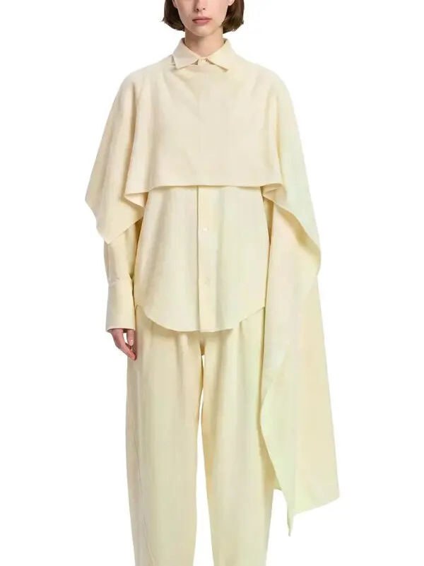 DARKPARK Felted Texture Draped Shirt - Neutrals