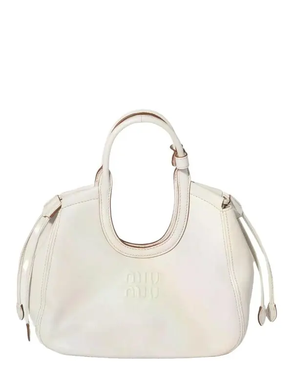 Miu Miu Ivy Nappa Leather Tote Bag - White
