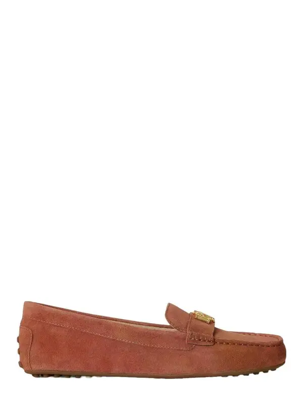 Ralph Lauren Barnsbury Logo-plaque Suede Ballet Flats - Red