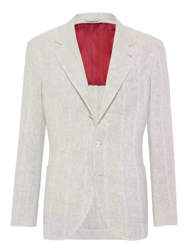 Brunello Cucinelli Stripe-pattern Notched-lapels Blazer - White