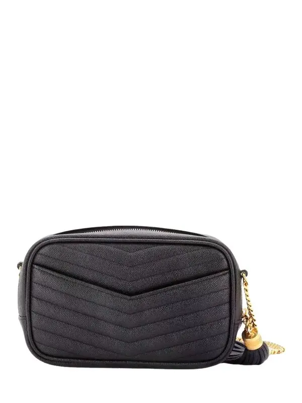 Saint Laurent Lou Camera Bag Matelasse Chevron Leather Mini Crossbody Bag - Black
