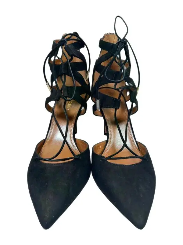 AQUAZZURA Belgravia Lace-up Pumps - Black