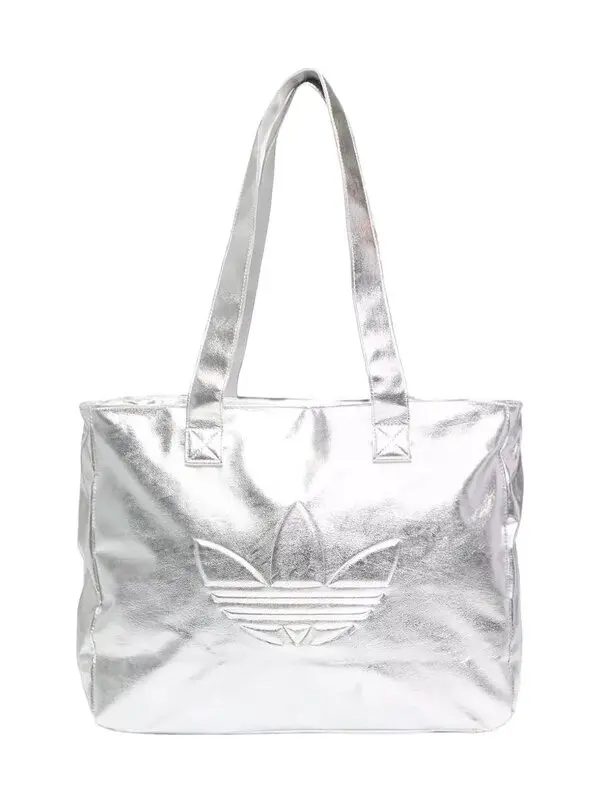 Adidas Metallic-effect Logo-embossed Tote Bag - Silver