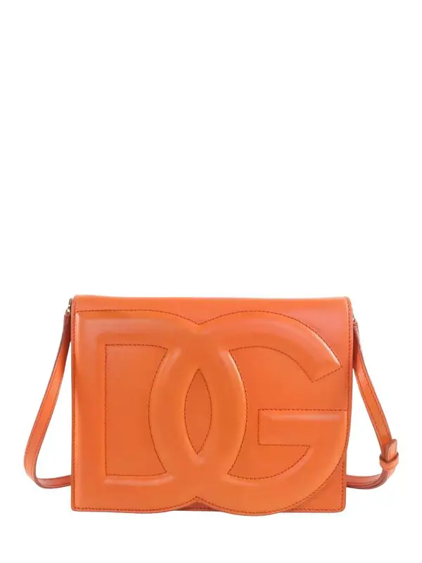 Dolce & Gabbana Leather Dg Logo Flap Crossbody Bag - Orange