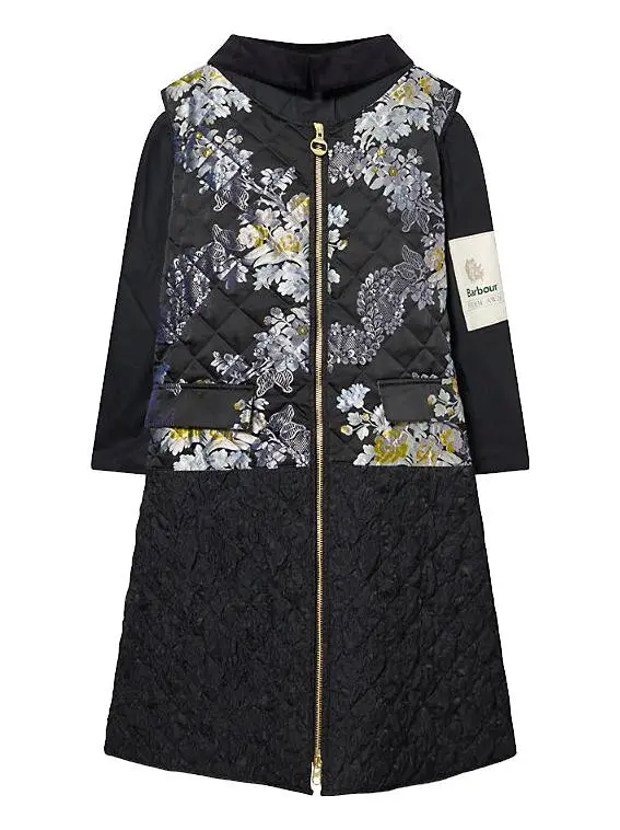 Erdem X Barbour Pandora Embroidered-jacquard Waxed-cotton Gilet Coat - Black