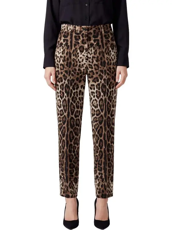 Dolce & Gabbana Animalier Print Wool High-waisted Skinny Pants - Multicolor