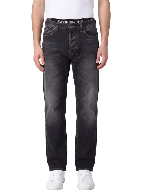 Emporio Armani Mid-rise Straight-fit Jeans In Cotton Denim - Grey