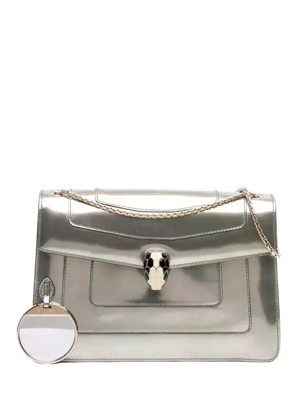 BVLGARI 2010-2020 Medium Patent Serpenti Forever Shoulder Bag - Silver