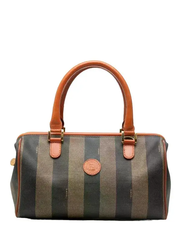 Fendi 20th Century Pequin Coated Canvas Boston Bag - Brown