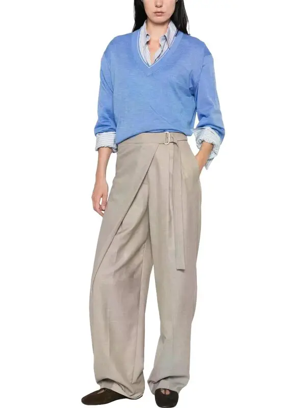 Guest In Residence Tipping-detail V-neck Sweater - Neutrals