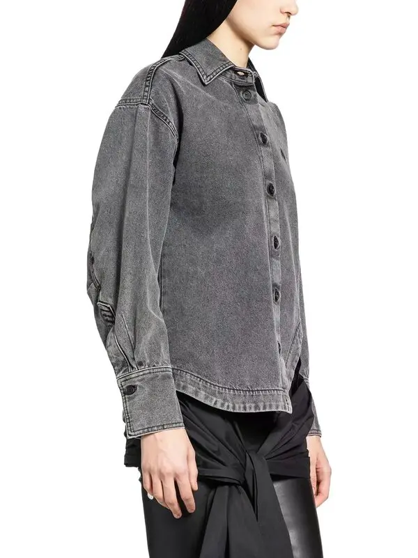 Attico Eliza Asymmetric-hem Shirt - Grey