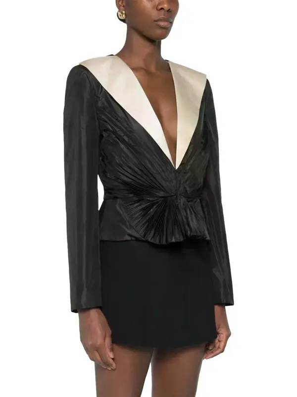 Valentino Garavani Plissé Shawl-lapel Jacket - Black