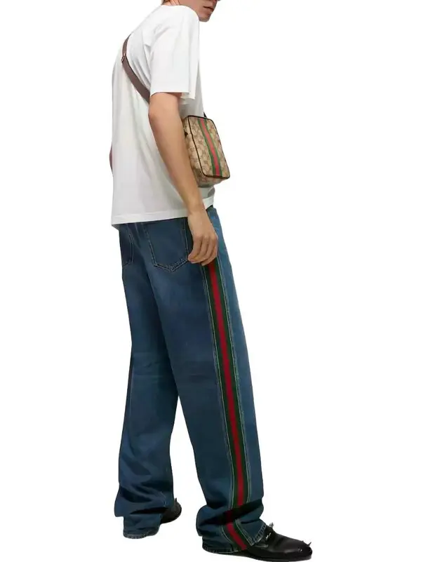 Gucci Web-stripe Straight-leg Jeans - Blue