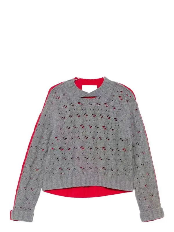 CIRCUS HOTEL Cable-knit Distressed Sweater - Grey