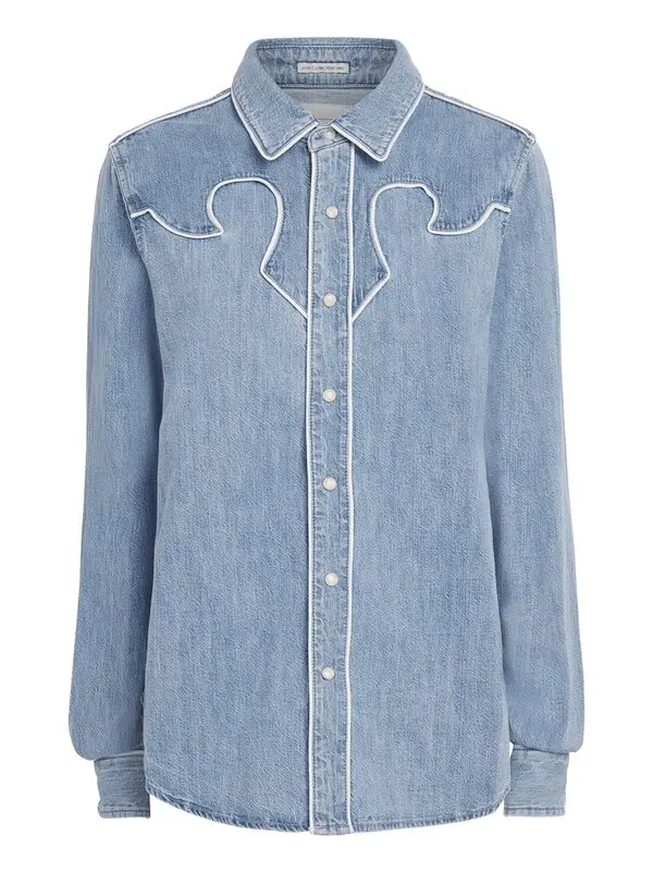MOTHER Cotton The Country Exes Denim Shirt - Blue