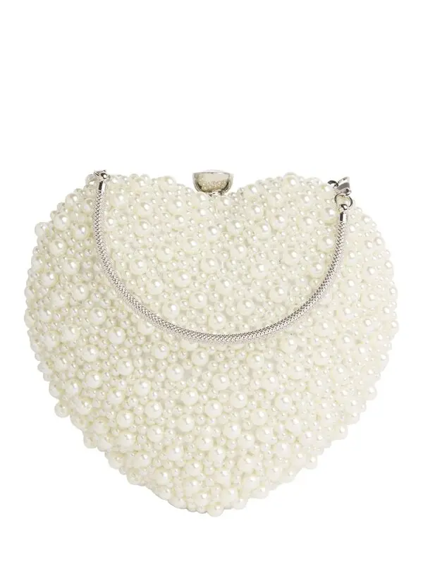 DAVID CHARLES Embellished Faux Pearl Top-handle Bag - Silver