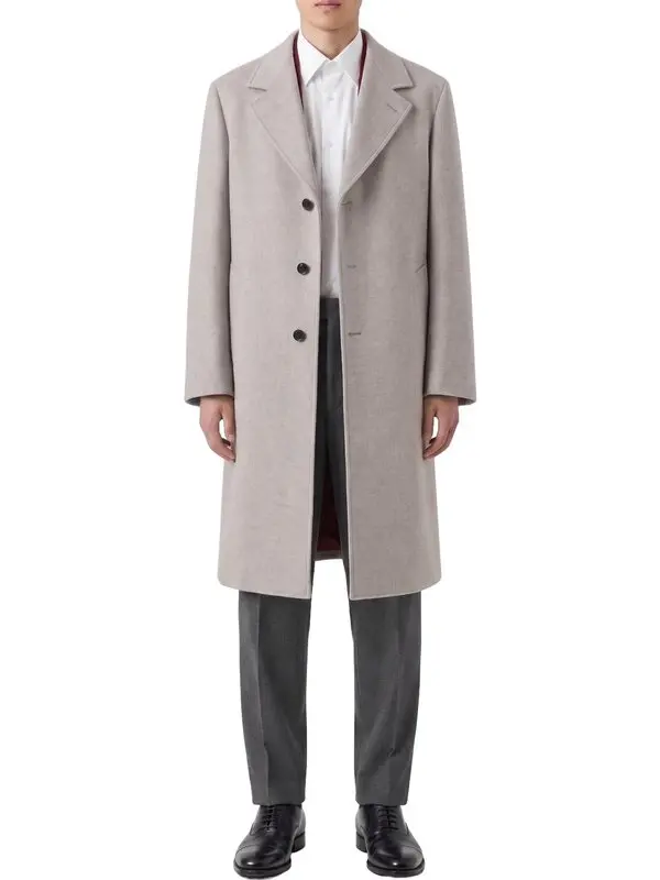 Brunello Cucinelli Single-breasted Knee-length Wool Coat With Notch Lapels - Ruby