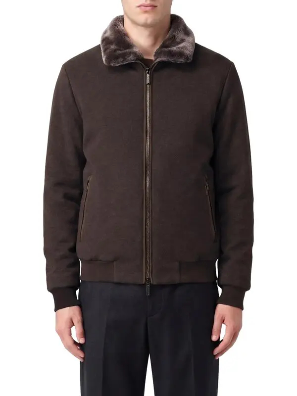 MOORER Bellati Wool And Cashmere Bomber Jacket With Fur Collar - Brown
