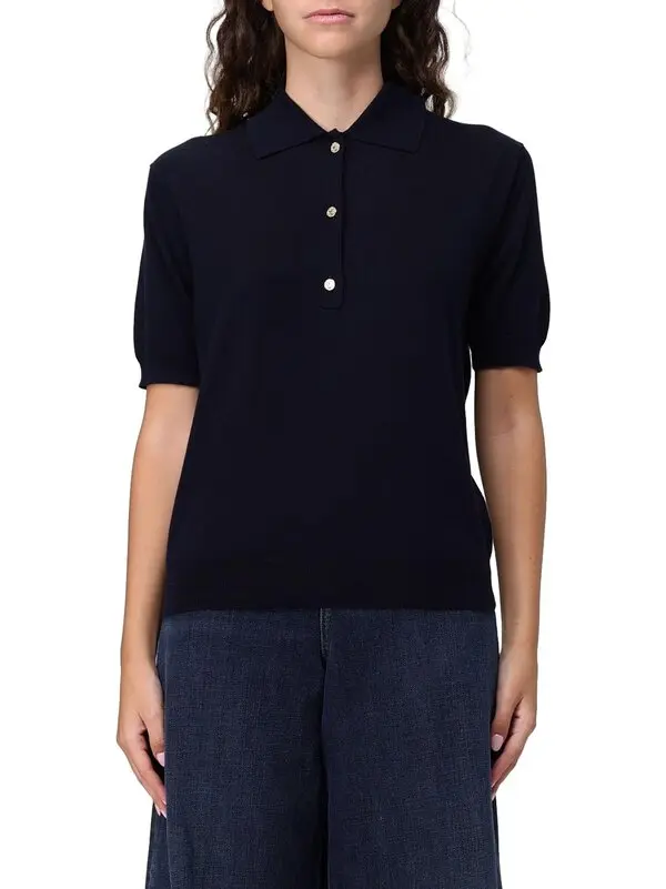 Max Mara Polo Shirt With Button Detailing - Blue