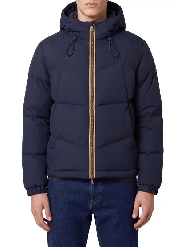 K-WAY Quill Quilted Hooded Down Jacket In Nylon With Duck Down Filling - Blue