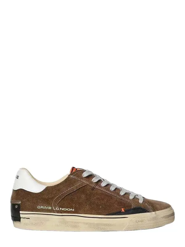 CRIME LONDON Deconstructed Distressed-effect Leather Sneakers - Brown