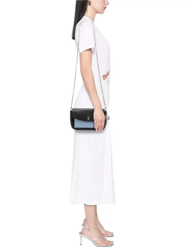 Dior Tricolor Leather Turn Lock Wallet On Chain Crossbody Bag - Black