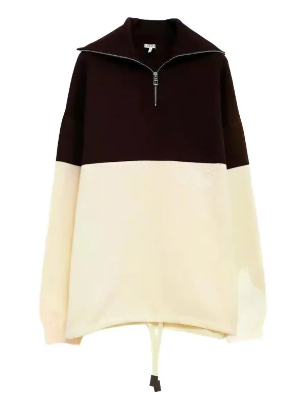 Loewe Anagram-embroidered Colour-block Sweater - Brown