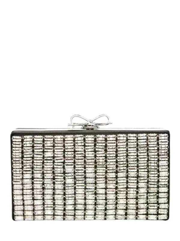 SELF-PORTRAIT Bow Crystal-embellished Clutch Bag - Silver