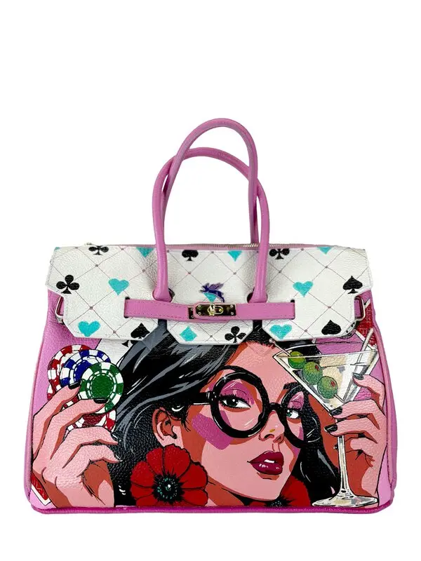MAISON RUBAIYAT Bella Hand-painted Leather Bag Casino Royal - Pink