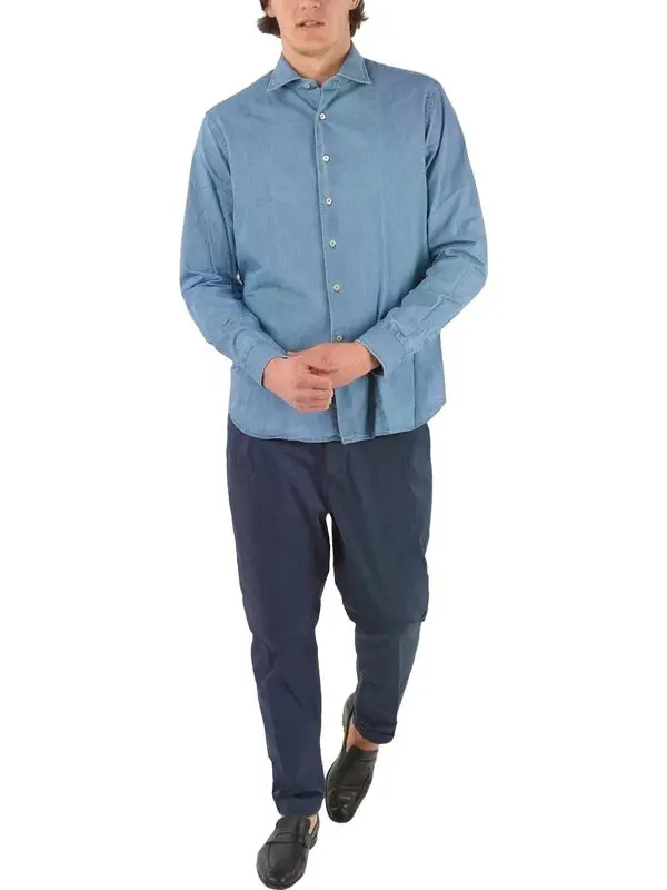 ALESSANDRO GHERARDI French Collar Denim Shirt - Blue