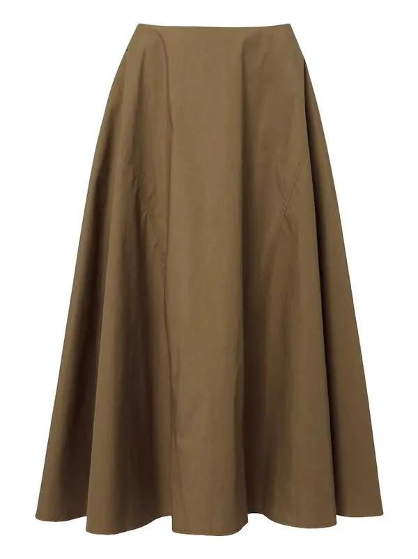 Tory Burch Cotton-blend Poplin Midi Skirt - Green