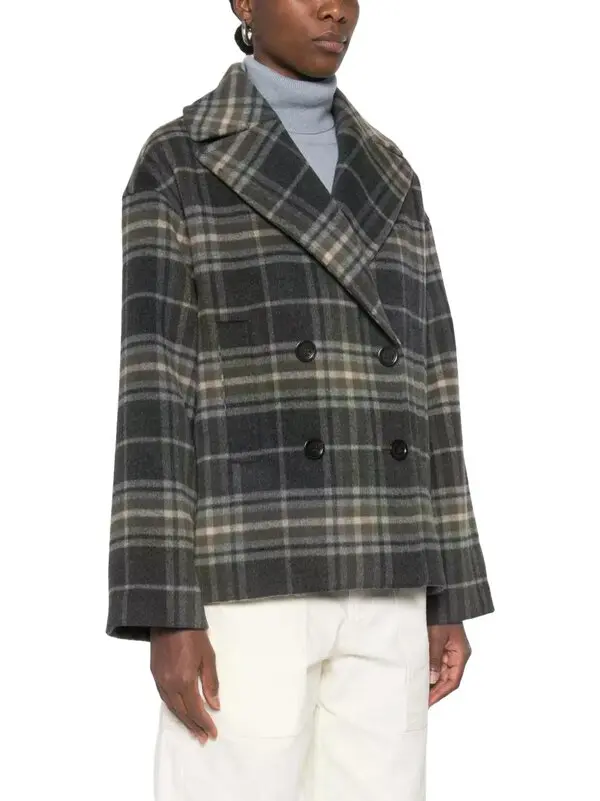 Eric Bompard Tartan Double-breasted Jacket - Grey