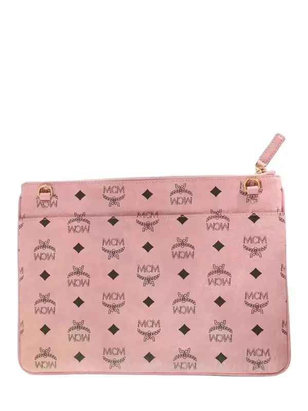 Mcm Visetos Monogram Zipped Messenger Bag - Pink