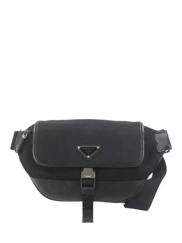 Prada 2013-2026 Saffiano Trimmed Tessuto Belt Bag - Black