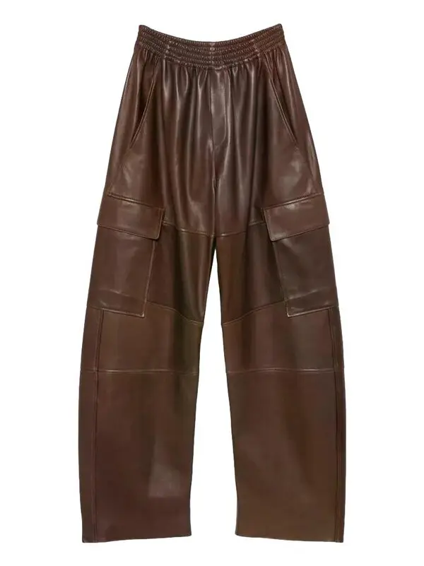 PETAR PETROV Leather Cargo Pants - Brown