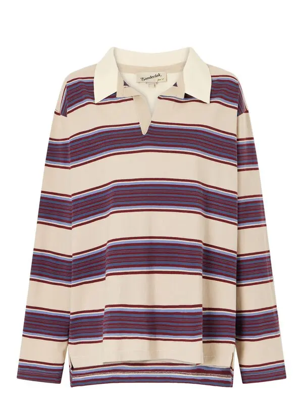 SANDERLAK Striped Cotton-jersey Polo Shirt - Multi