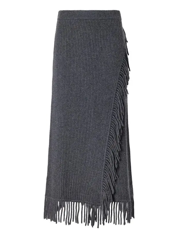 Simkhai Casey Draped Wool And Cashmere-blend Skirt - Gray