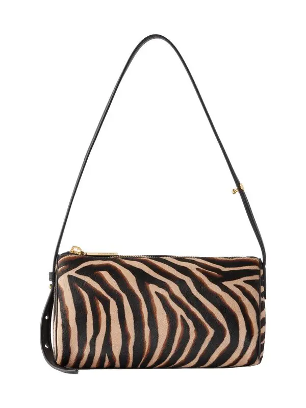 Veronica Beard Ziger Animal-print Calf Hair Shoulder Bag - Black