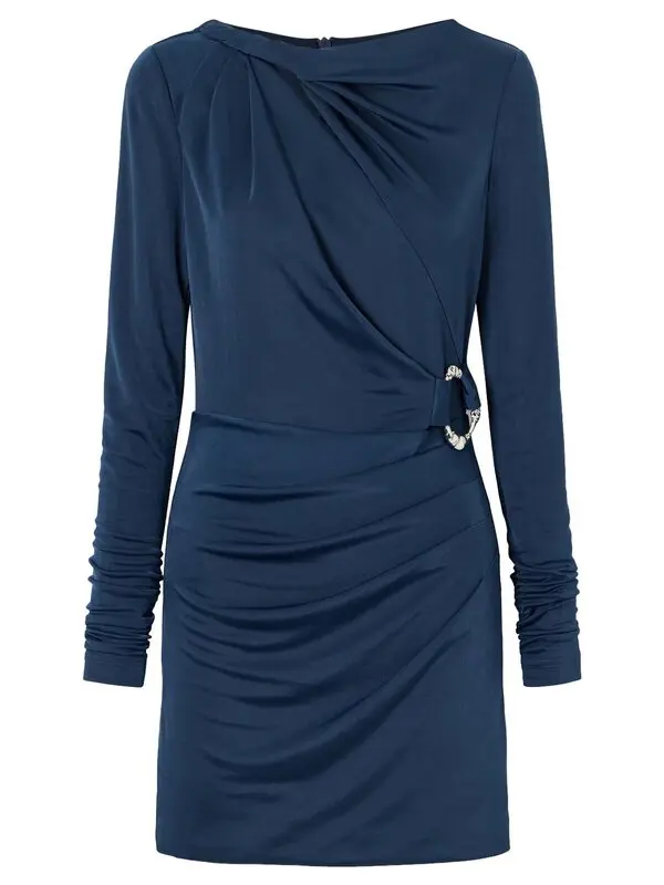 Rebecca Vallance Kiana Embellished Gathered Stretch Mini Dress - Blue