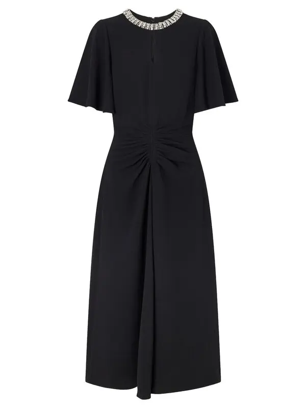 Rebecca Vallance Noemie Crystal-embellished Draped Crepe Midi Dress - Black