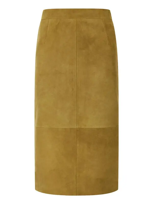 Altuzarra Hank Paneled Suede Knee-length Skirt - Brown