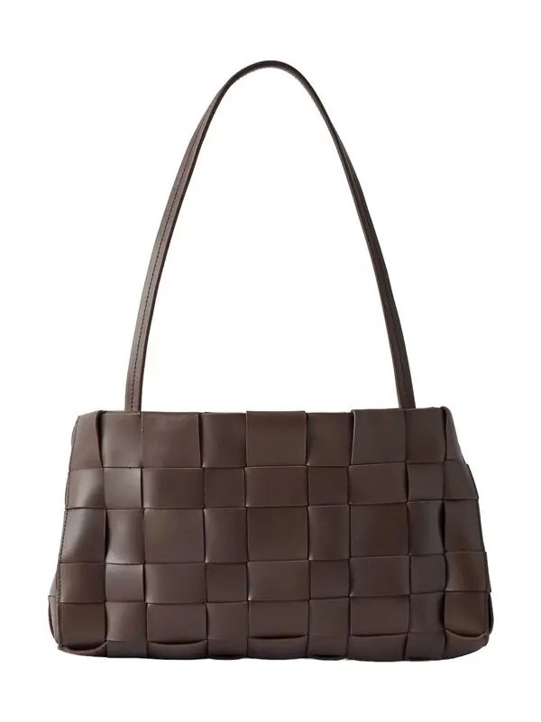 ST. AGNI Woven Leather Shoulder Bag - Brown