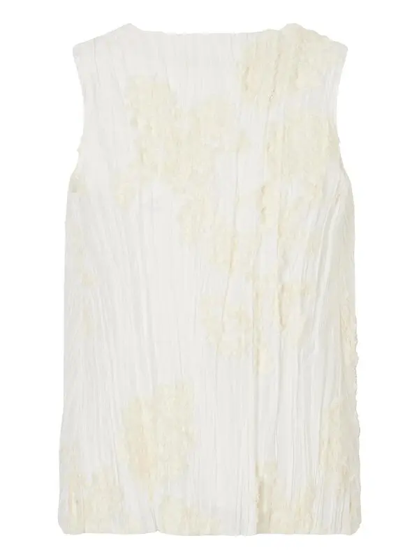 KALLMEYER Embellished Pleated Cotton And Silk-blend Blouse - Neutrals