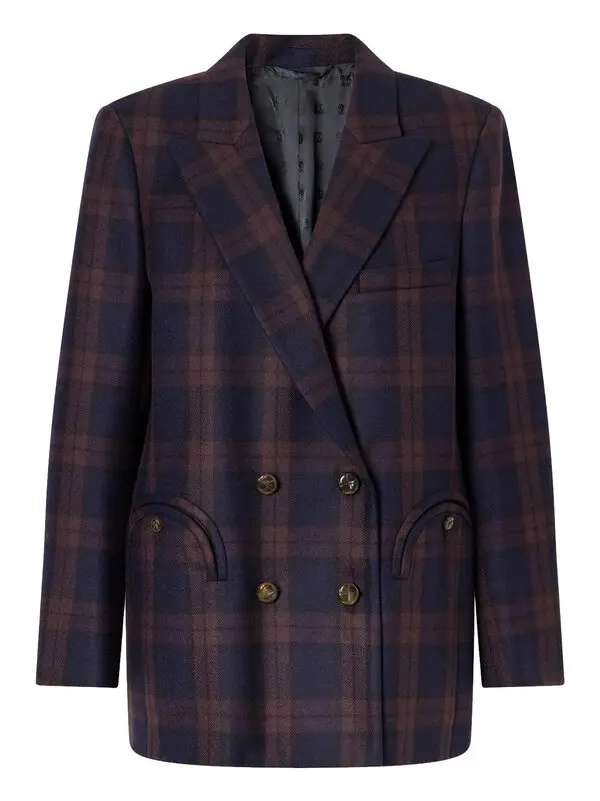 BLAZÉ MILANO Everynight Checked Double-breasted Wool Blazer - Blue