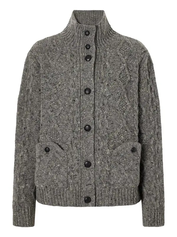 BLAZÉ MILANO Elfe Joni Cable-knit Wool-blend Cardigan - Gray