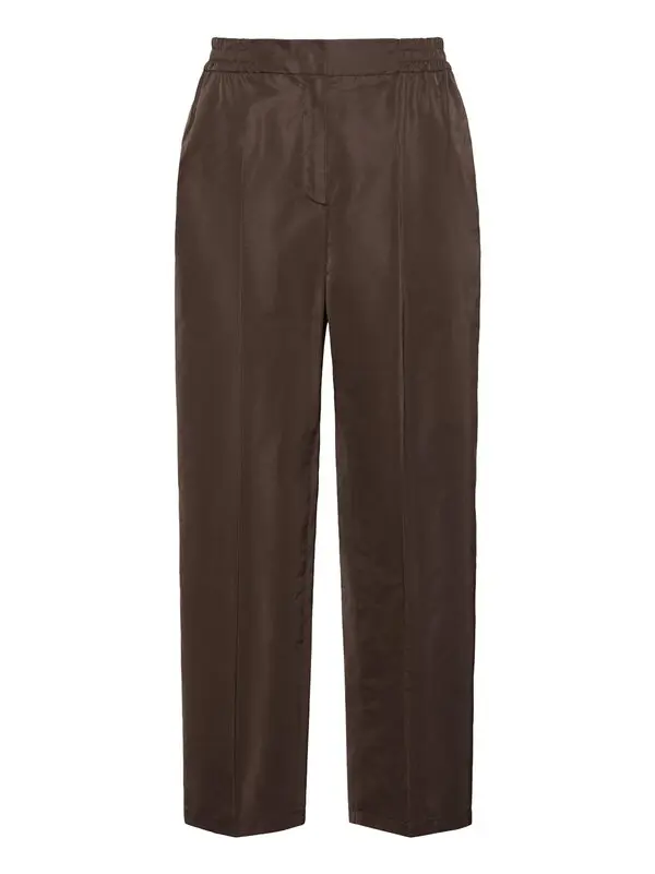 Max Mara Satin Straight Tailored Trousers - Brown