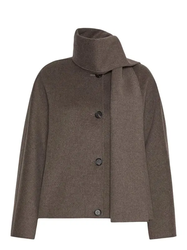 Max Mara Virgin Wool Scarf-neck Jacket - Grey