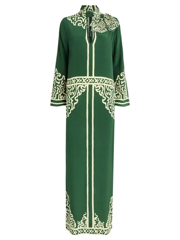 Johanna Ortiz Silk Windborne Tunic Maxi Dress - Green