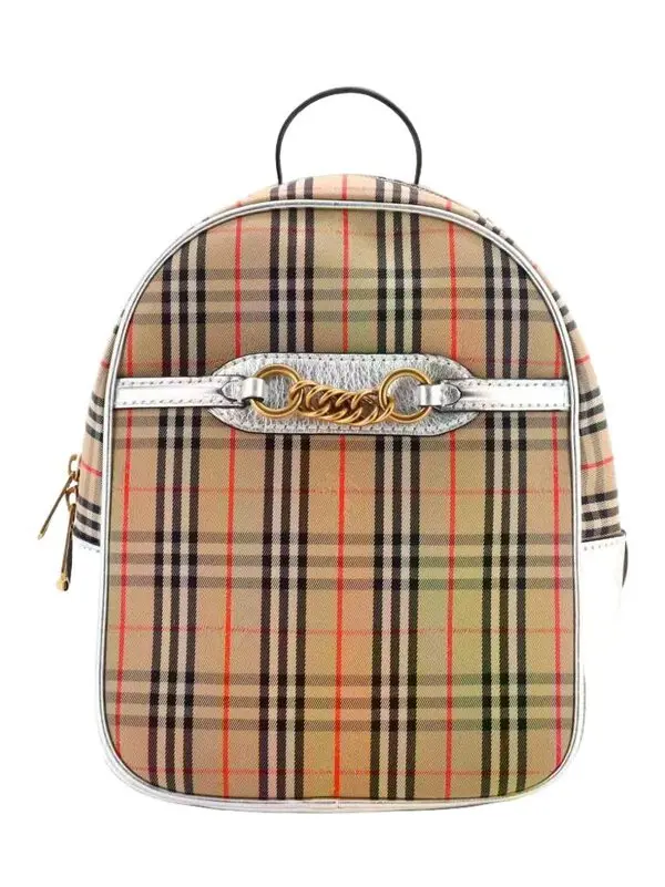 Burberry Link 1983 Knight Check Canvas Medium Backpack - Brown