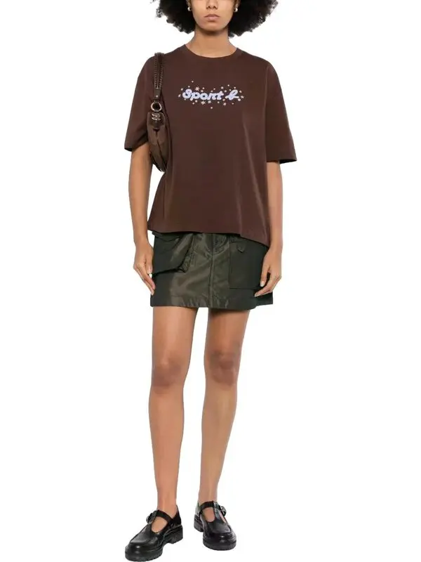 AGNES B. Spark-logo Cotton T-shirt - Brown